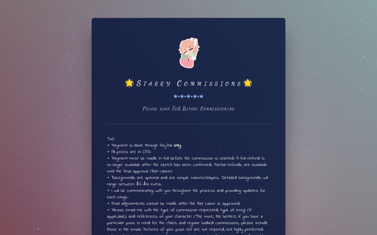 Starry Commissions